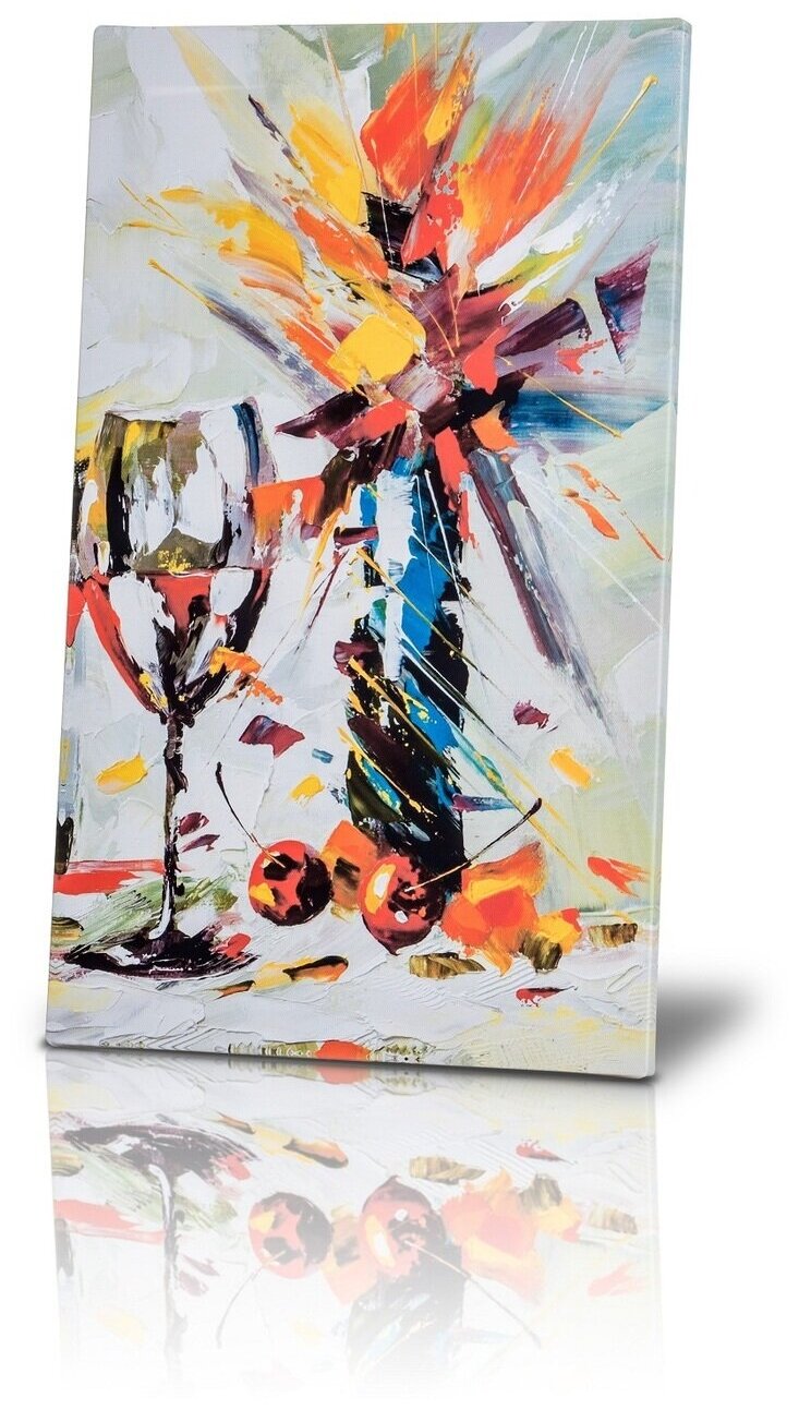 Картина на холсте Бокал и вино, репродукция картины маслом, натюрморт, 50х30 см, DeFine