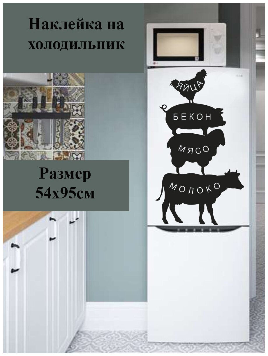 Интерьерная наклейка на холодильник "Мясо" на стену, на шкаф, на дверь, на окно, стекло (украшение для дома, декор)