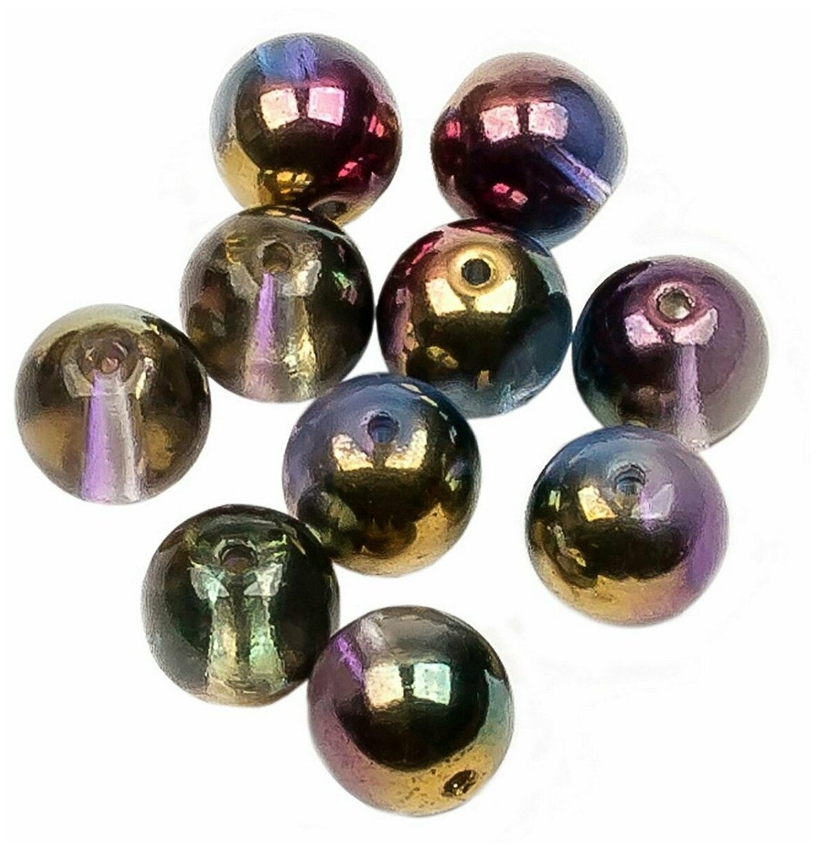 Стеклянные чешские бусины, круглые, Round Beads, 8 мм, цвет Crystal Sunny Magic Royal, 10 шт.