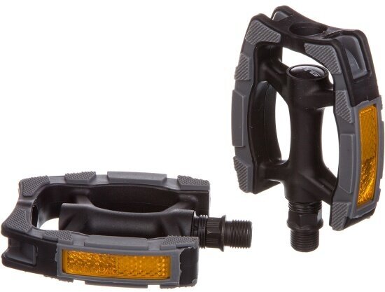 Педали Stg , модель C097, пластик, прорезин, ось 9/16, насып. подшип. Платформа. Цвет: черный