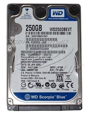 Жесткий диск 2,5" 250 GB WD WD2500BEVE IDE