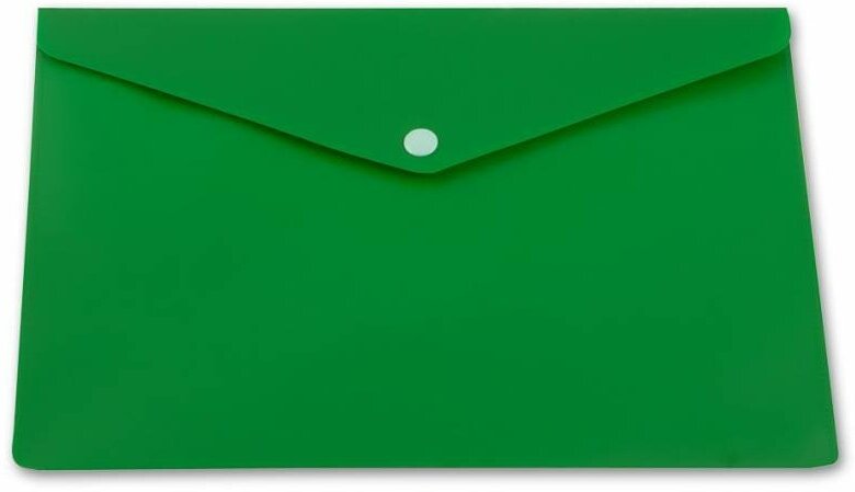 Конверт на кнопке Бюрократ -PK804A5NGRN A5 непрозрачный пластик 0.18мм зеленый