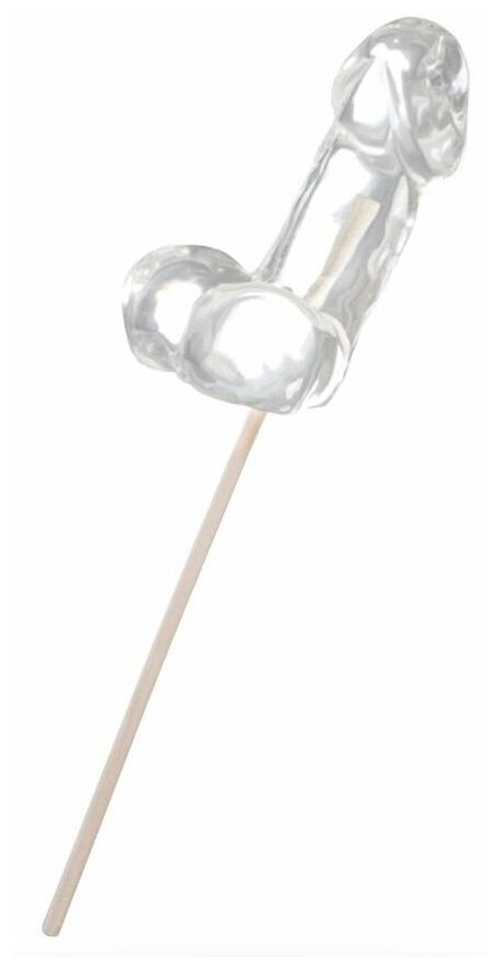 Прозрачный леденец в форме фаллоса со вкусом пина колады, прозрачный, 80 гр, Унисекс,