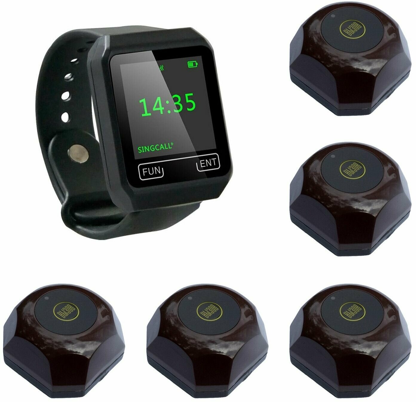 Комплект системы вызова персонала: часы-пейджер П-14 и 5 кнопок вызова К-22