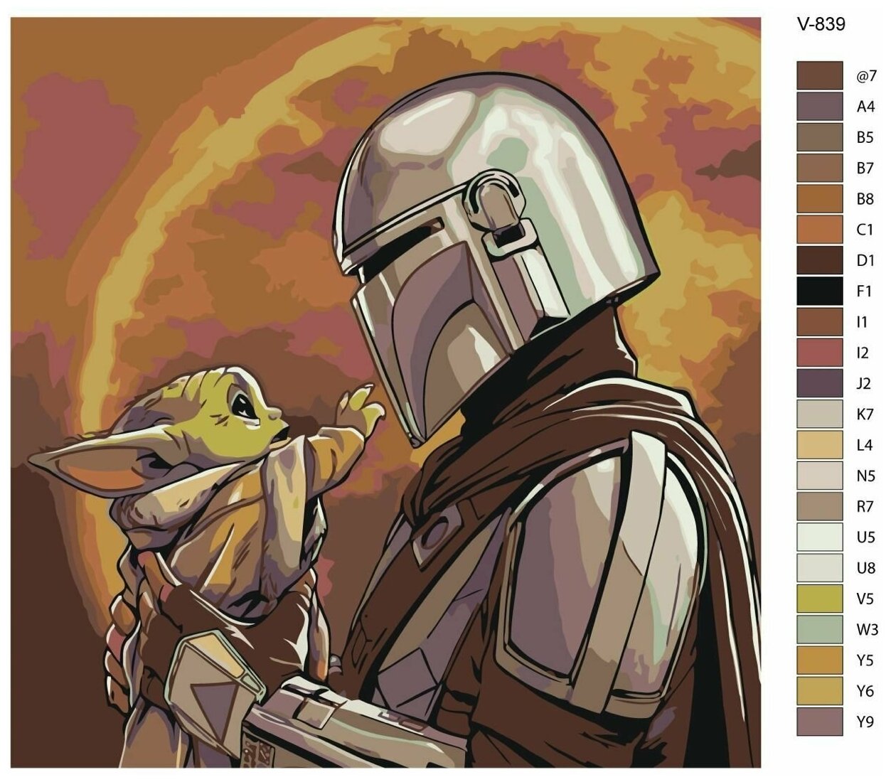 Картина по номерам V-839 "Звездные войны. Йода и солдат-клон", 70x70 см