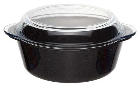 Кастрюля стеклянная жаропрочная Borcam Pasabahce, антипригарное покрытие,2л, стеклянная крышка