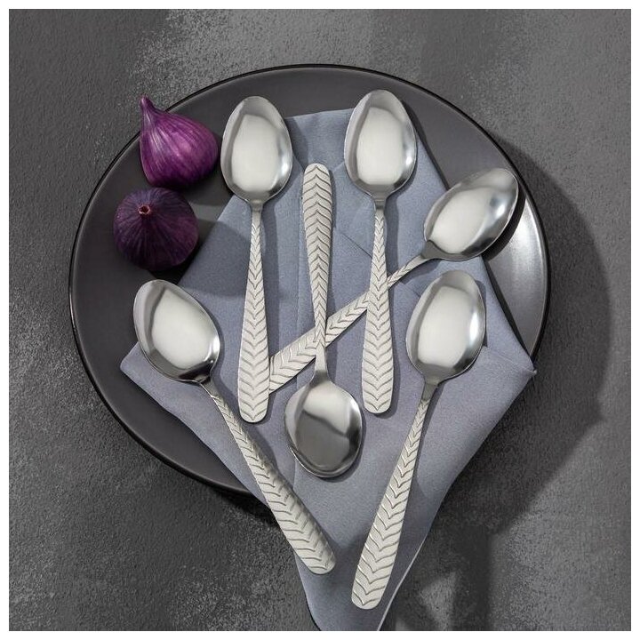 Набор ложек столовых Доляна «Колосок», 19 см, 6 шт, толщина 2 мм