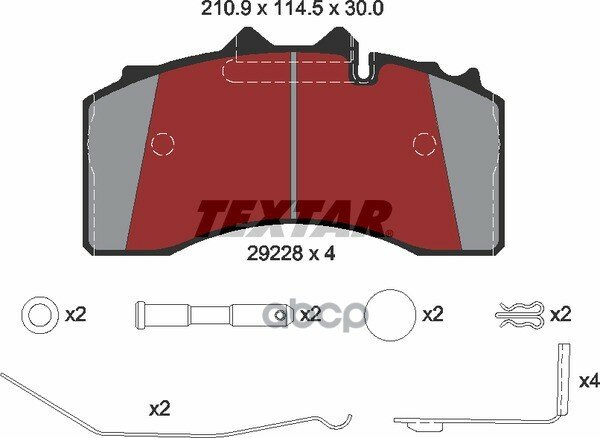 Колодки тормозные BPW дисковые (211x115x30) (4шт.) TEXTAR Textar арт. 2922801