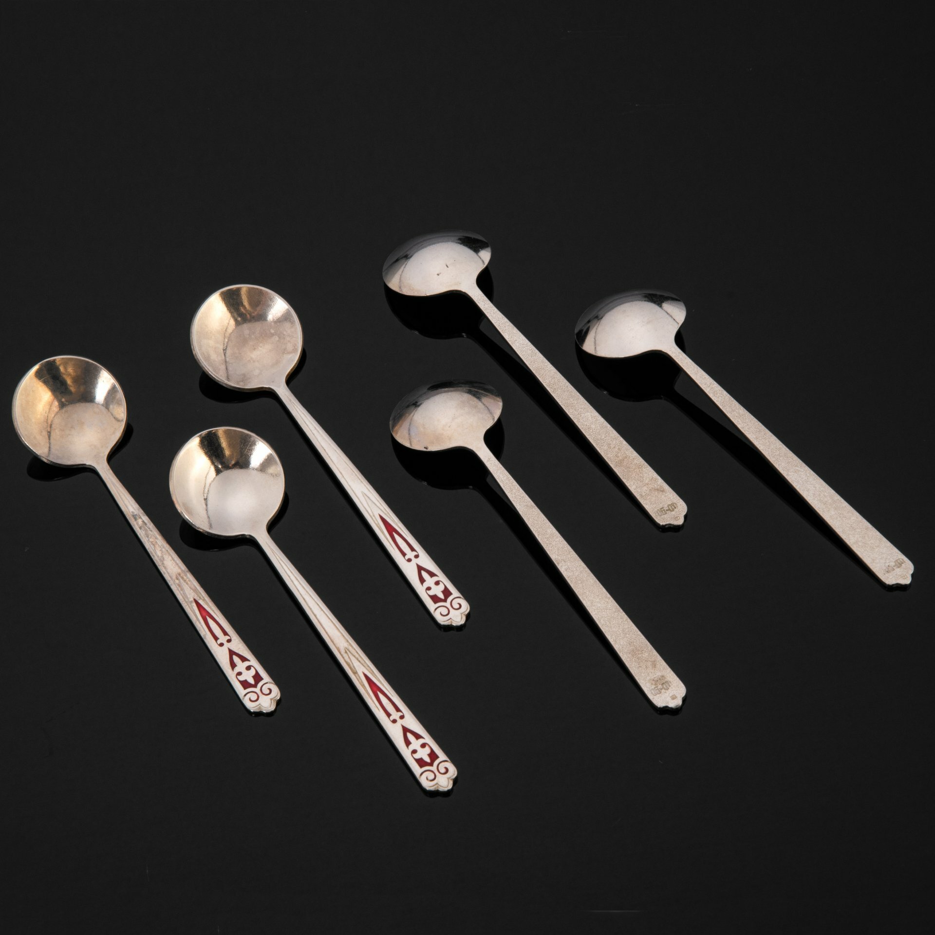 Набор кофейных ложек на 6 персон с геометрическим декором, мНЦ (медь-никель-цинк)