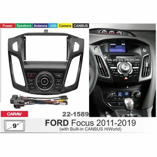 Переходная рамка 9" Android для FORD Focus 2011+ (с кнопками и платой / черный глянцевый) CARAV 22-1589