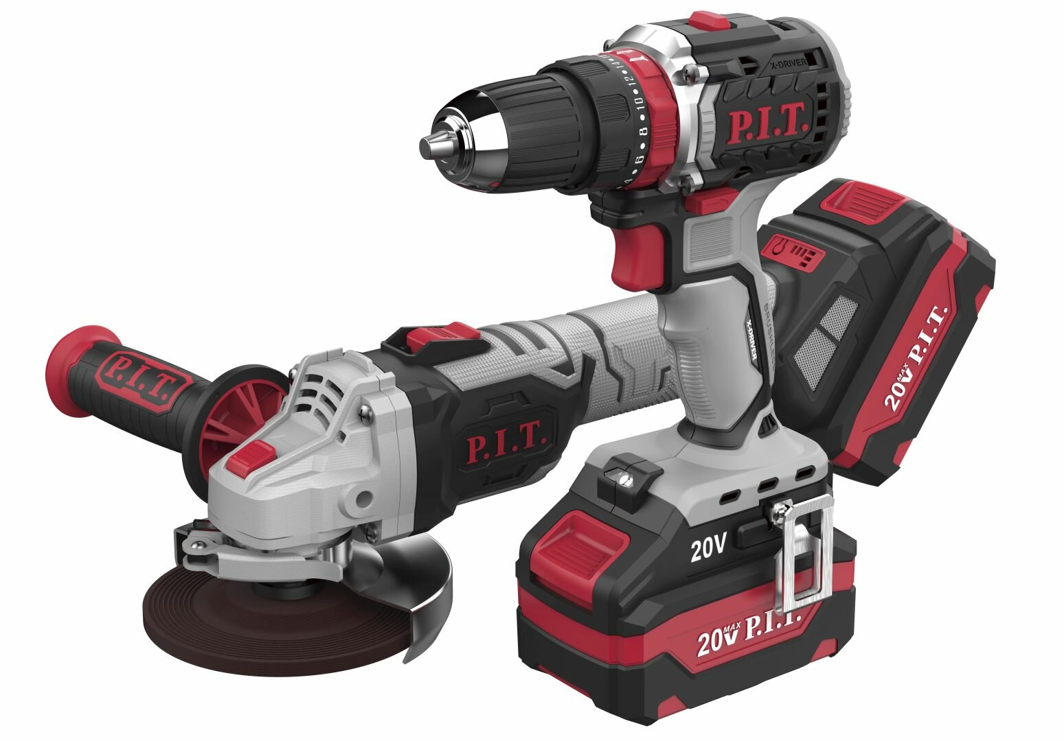 Набор аккумуляторных инструментов P.I.T. P0001-02 (УШМ PWS20H-125B, дрель PSB20H-10C)
