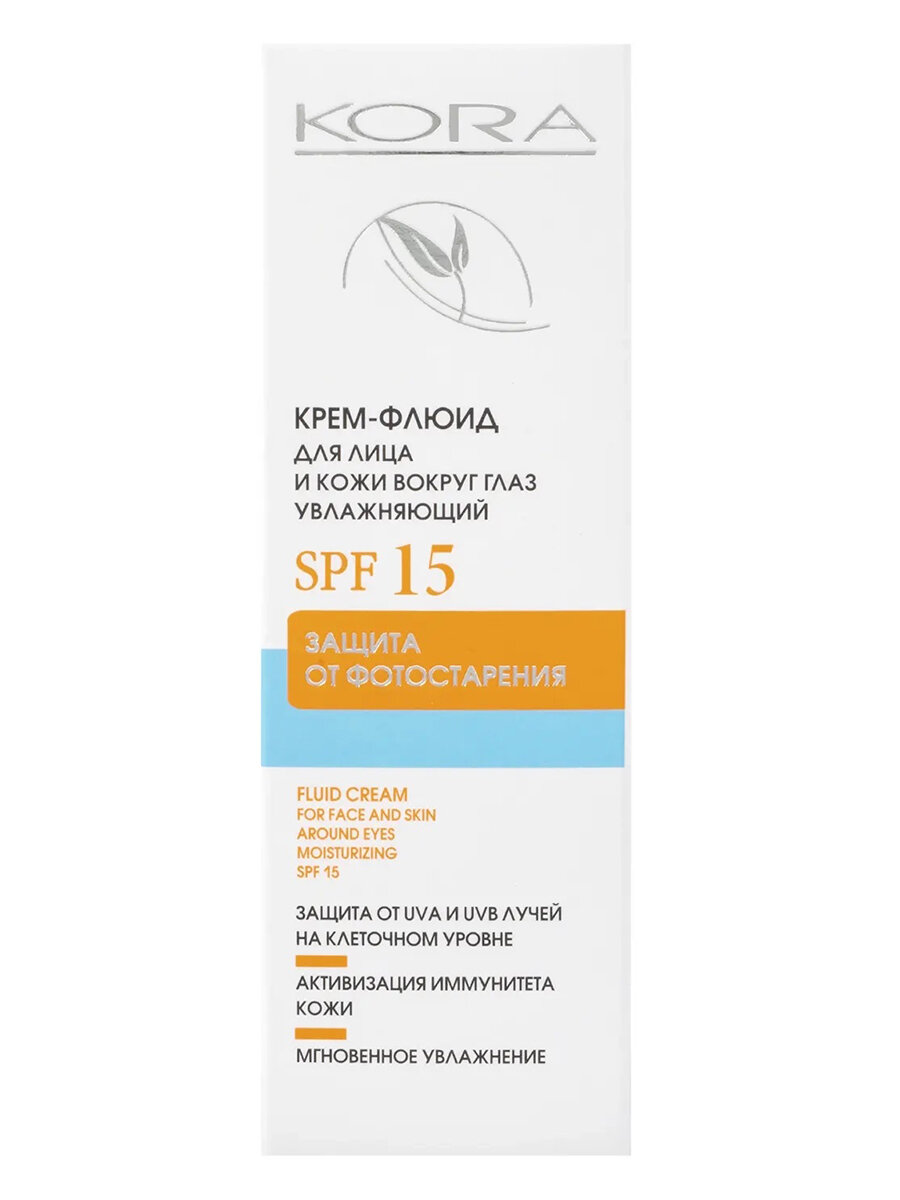 Кора Крем-флюид для лица и кожи вокруг глаз увлажняющий SPF-15 30 мл
