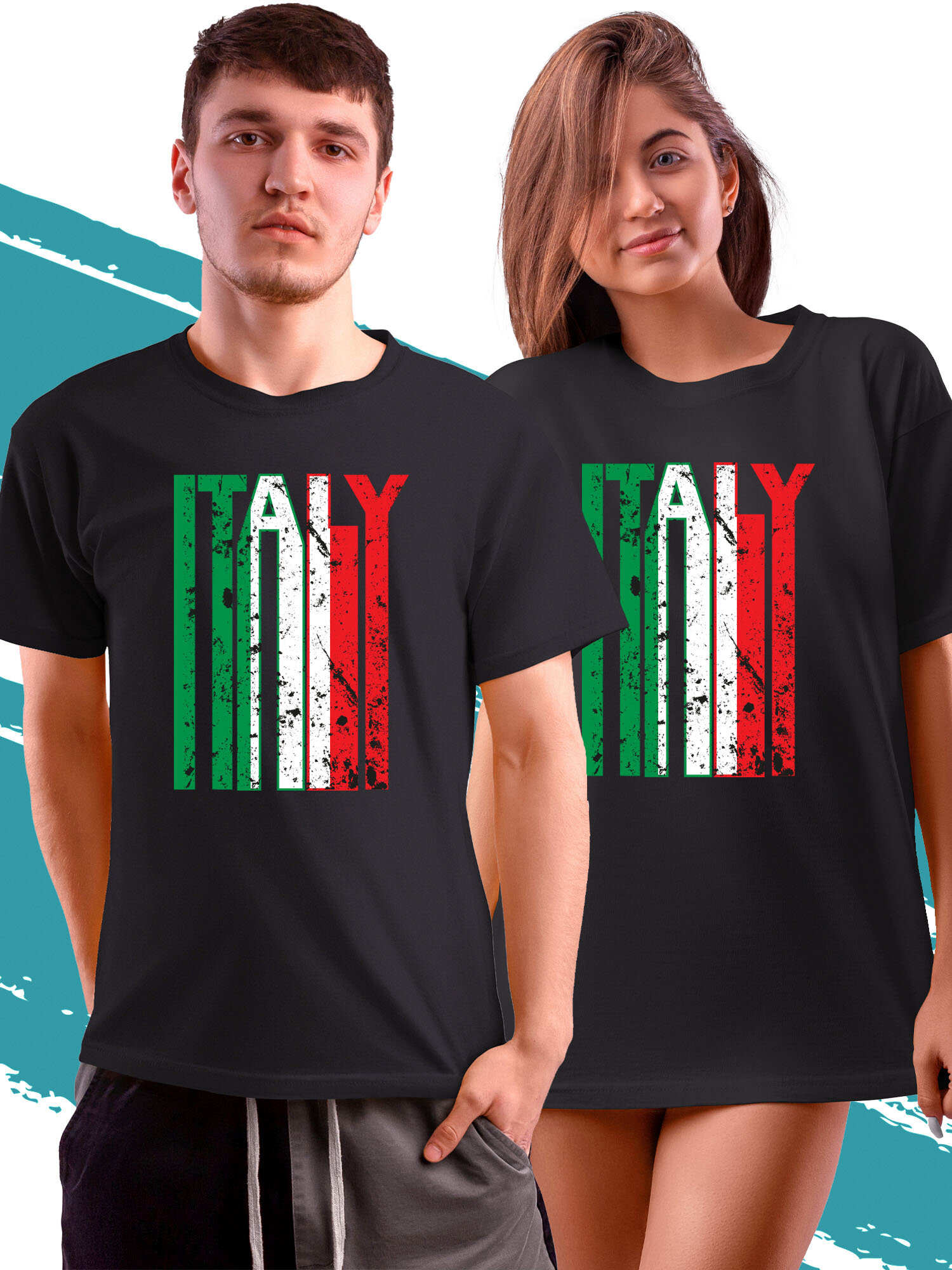 Футболка Italy и флаг Италии