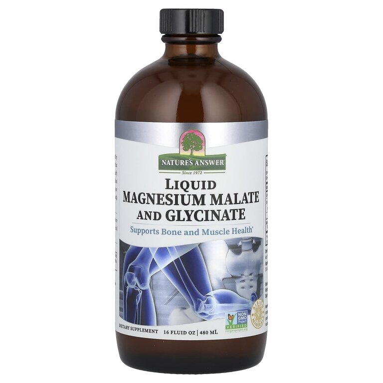 Раствор Nature's Answer Liquid Magnesium Malate and Glycinate, 480 мл, 16 шт.