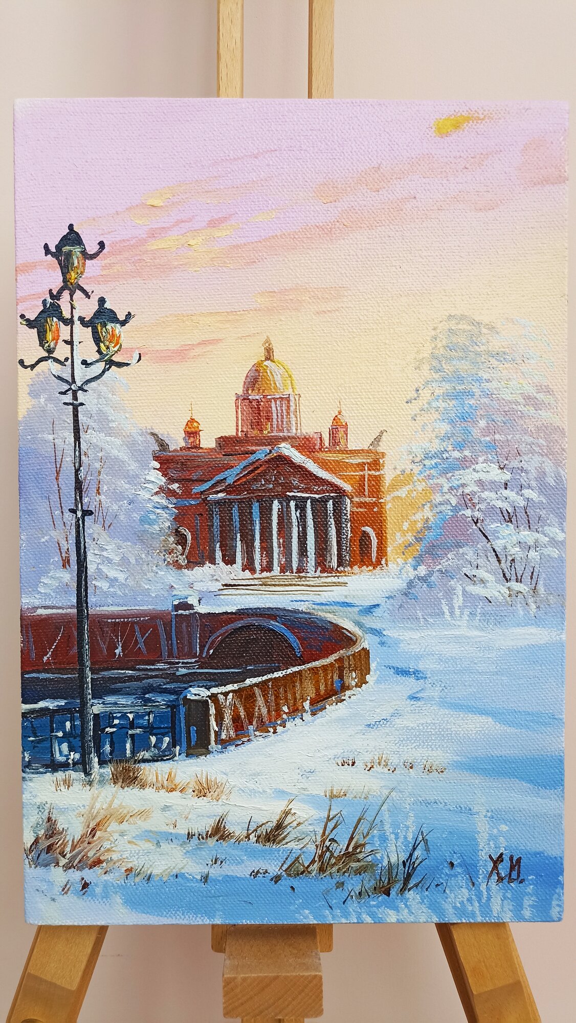 Картина масло/холст. 100% ручная работа, 100% живопись от Художественной мастерской Грëзы. Картина из серии "Виды Санкт-Петербурга". Старый Петербург. Исаакиевский собор. Размер картины 20х30 см.