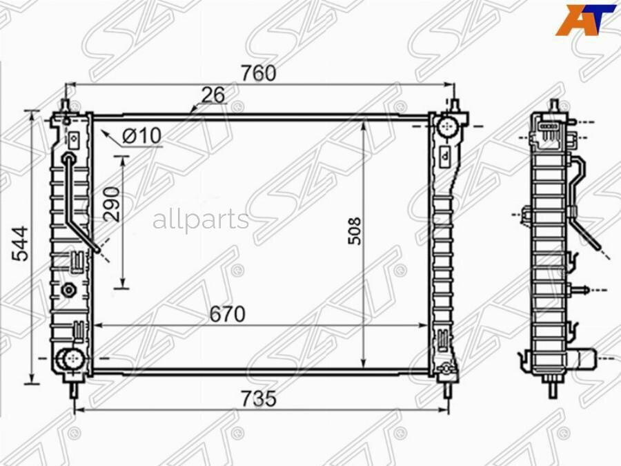SAT SG-CH0004 Радиатор Chevrolet Captiva 06-15 / Opel Antara 06-15 / Daewoo Winstorm 06-10