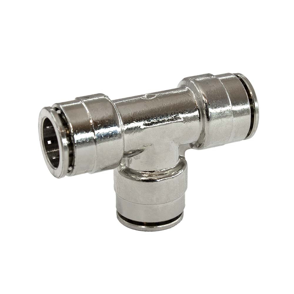 Пневмофитинг цанговый T-образный переходной Cn-T12 для полиуретановых и рильсановых трубок, Арт. 5383