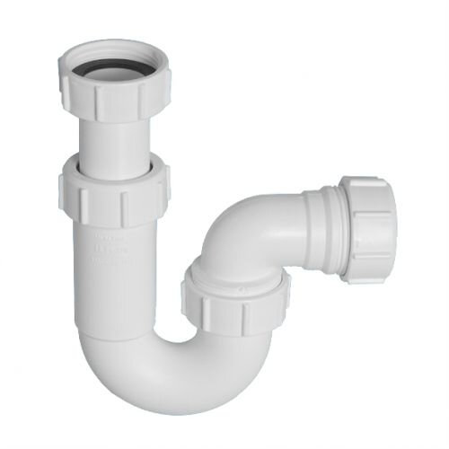 Сифон трубный Mcalpine MRW6, Р-образный 1 1/4" х 32 мм без выпуска, выход компрес. 32 мм