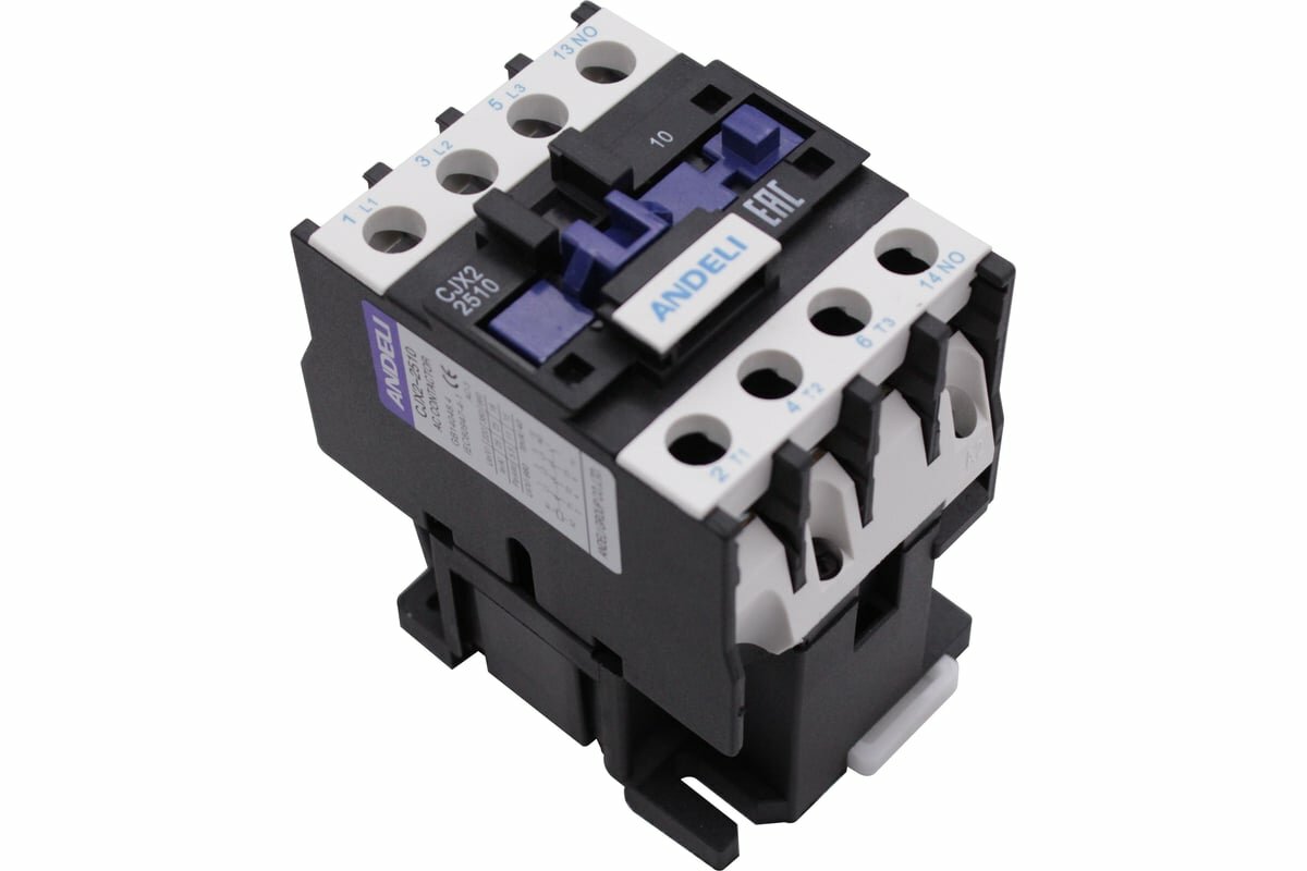 ANDELI CJX2-2510 Контактор 25A 220В AC-3 1NO 50Гц ADL08-008 для управляемых цепей мощности