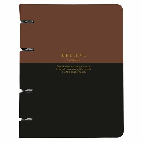 Тетрадь общая Be Smart Believe, 155х212 мм, 80л, клетка, кольцевой механизм, картон, коричневая полоса