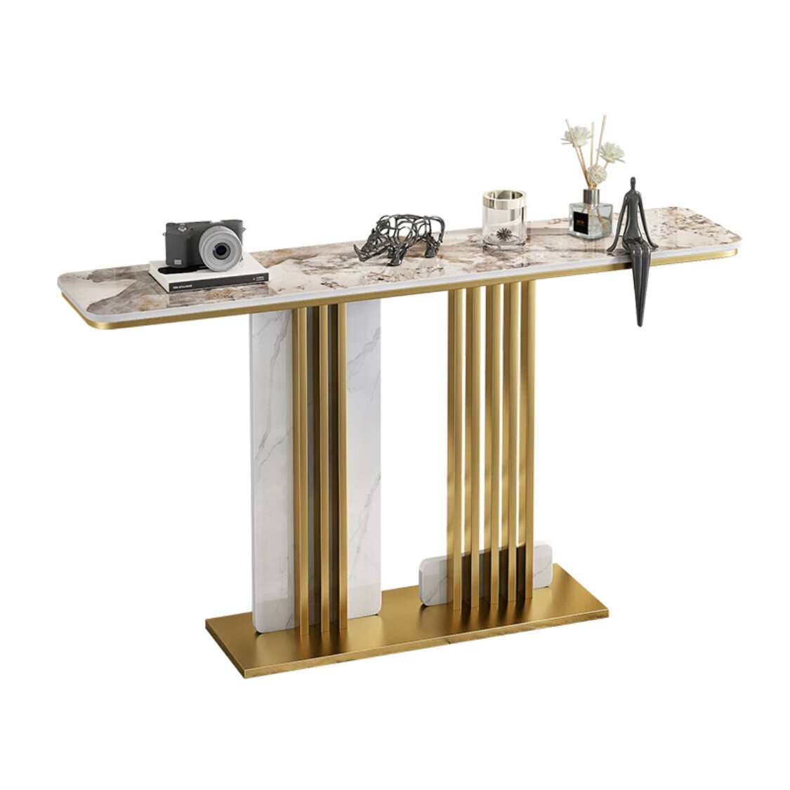 Консоль Carson (Основание золото/ столешница цвет кофе/120см)