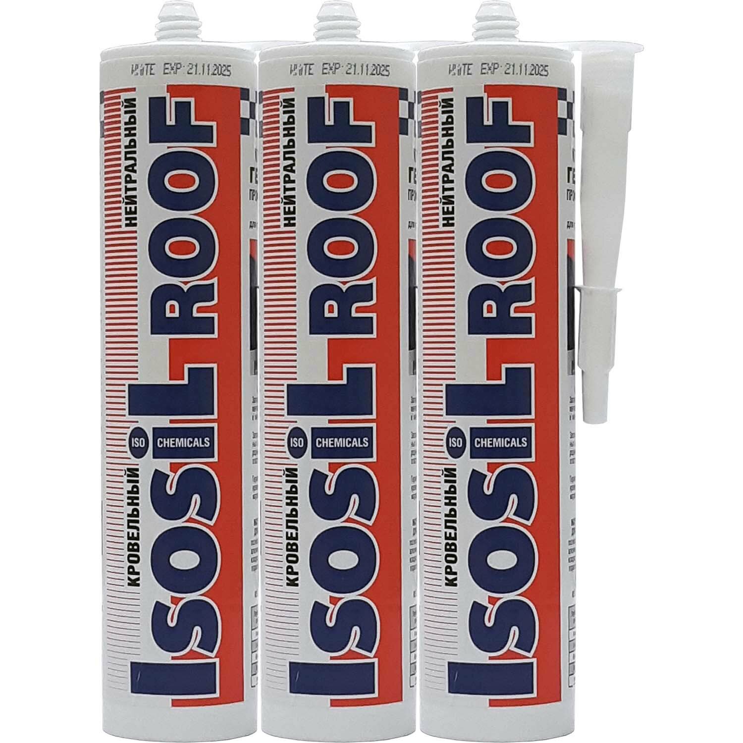 Герметик кровельный нейтральный ISOSIL ROOF, бесцветный, 280 мл (комплект 3 шт.)