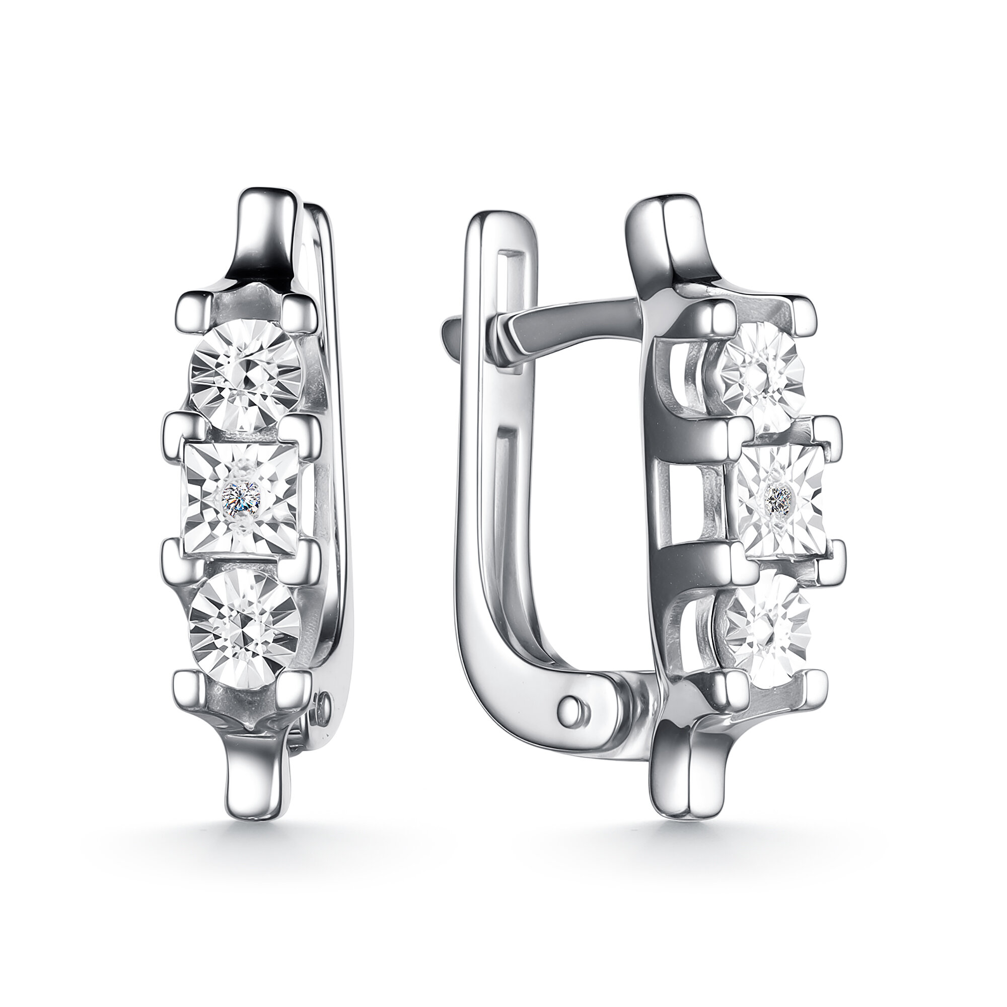 Серьги, серебро, 925 проба, бриллиант