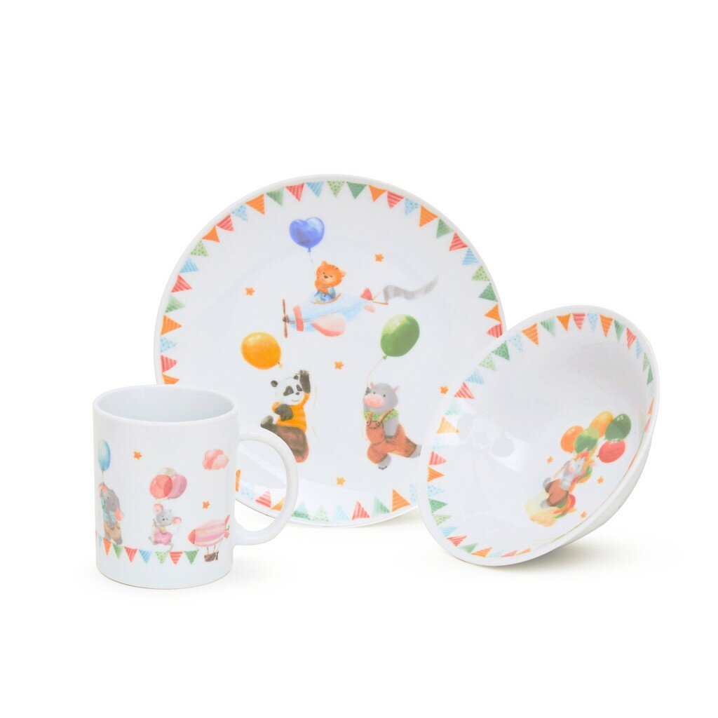 Набор фарфоровой посуды 3 предмета FISSMAN Тарелка 19 см, Миска 15,5 см, кружка 250 мл арт. 14180