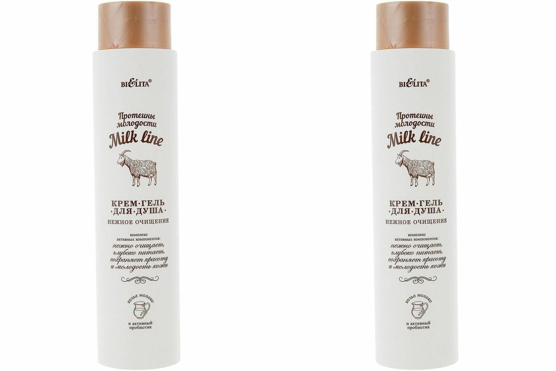 Belita Крем-гель для душа MILK LINE Нежное очищение Протеины молодости, 400 мл 2 шт