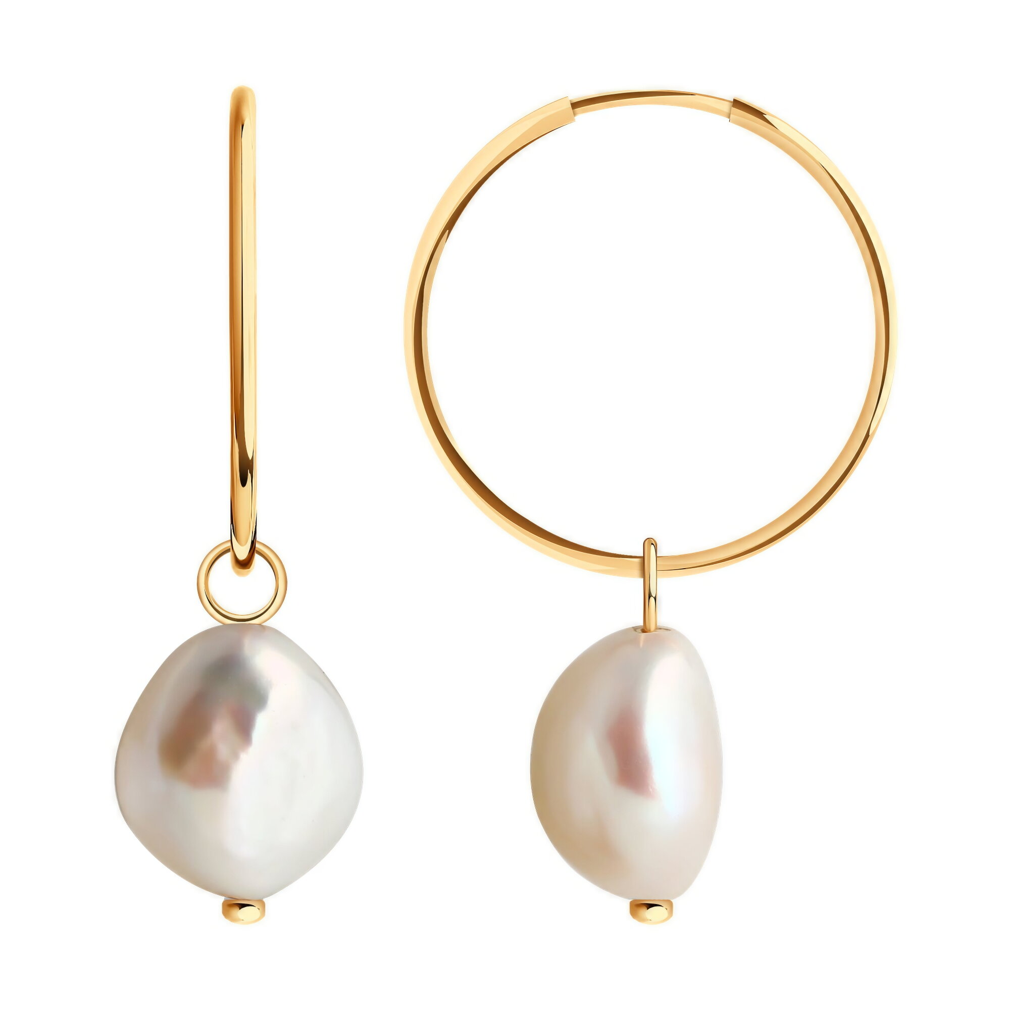 Серьги трансформеры, конго, красное золото, 585 проба, жемчуг