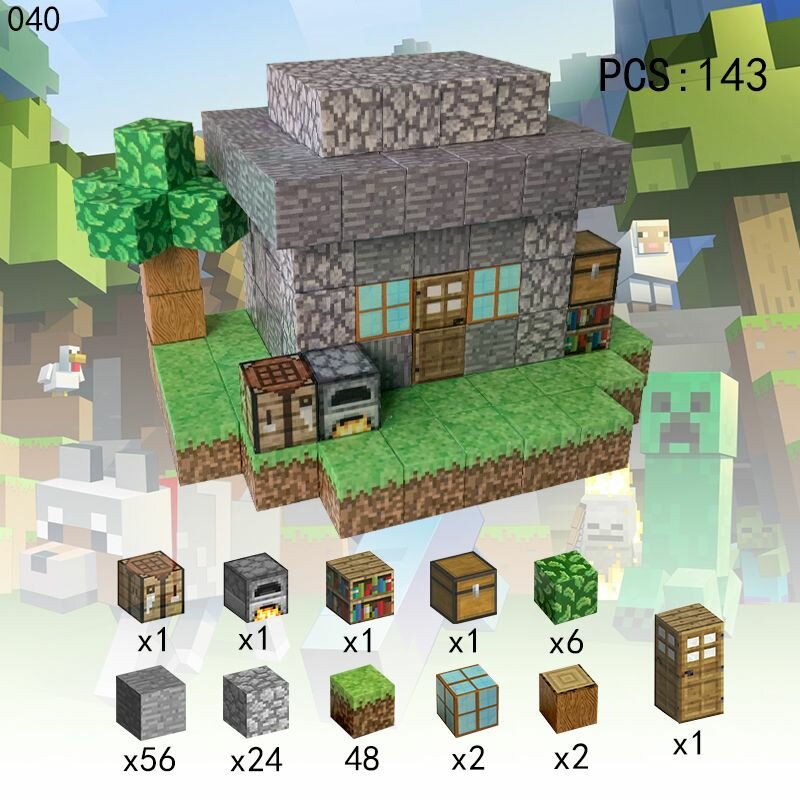 Магнитный Конструктор Майнкрафт набор детали фигурок Игрушка Minecraft My World , Комплект из магнитных блоков