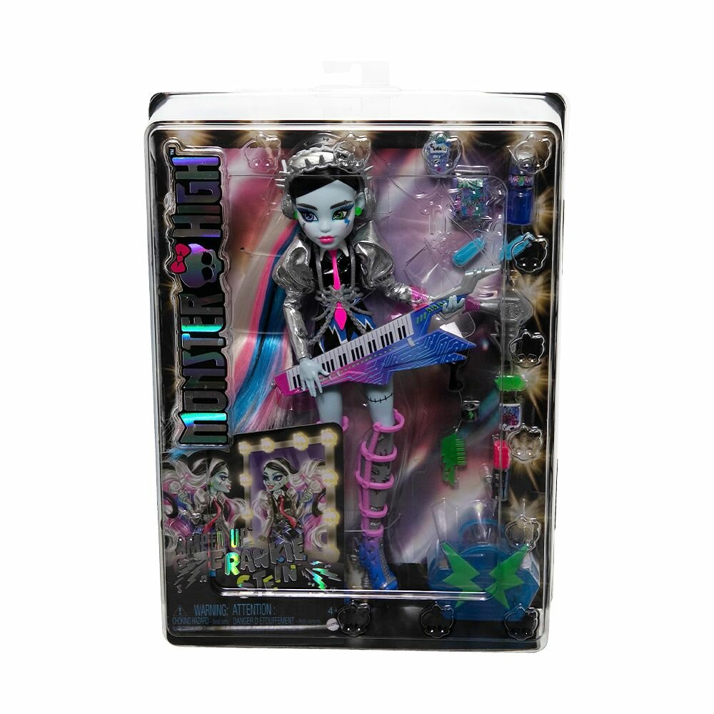 Mattel Monster High Amped Up Frankie Stein Rockstar Doll Школа монстров Модная коллекционная кукла, с одеждой и аксессуарами, Подходит для детей старше 4 лет