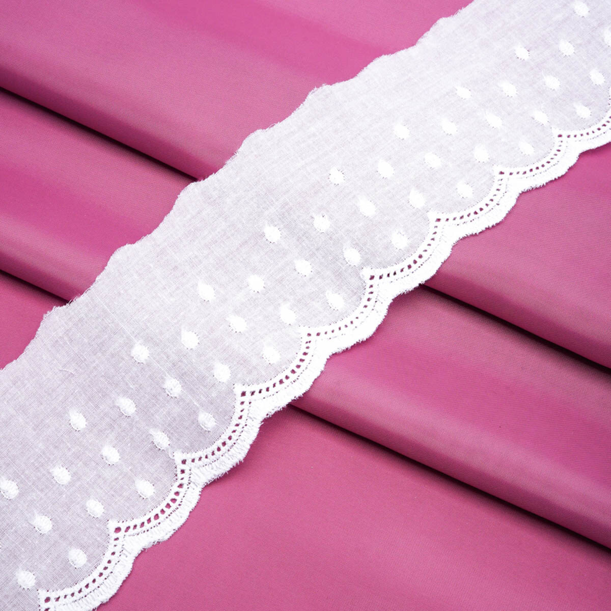 Кружево шитье хлопок 100%, 6,9 см*3,4 м (± 5 см), цвет белоснежный, Айрис