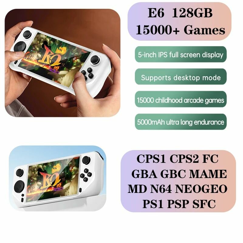 E6 Handheld game console Портативная игровая консоль , портативная игровая приставка с 5-дюймовым IP