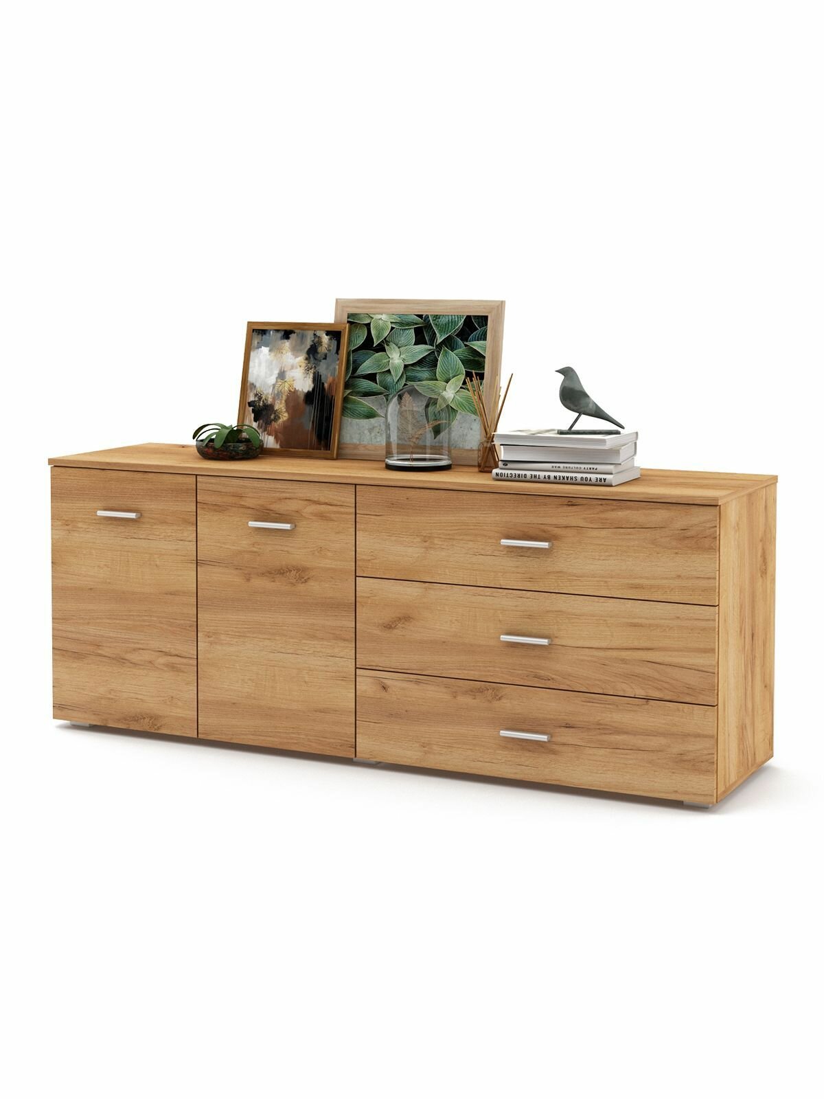 Комод для одежды с ящиками Мартин 7, 3 ящика, современный стиль, дуб золотистый, 160x63x40 см