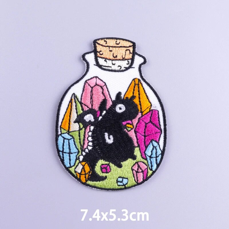 Нашивка термоклейкая "Кот в бутылке", черный, PE5323CT