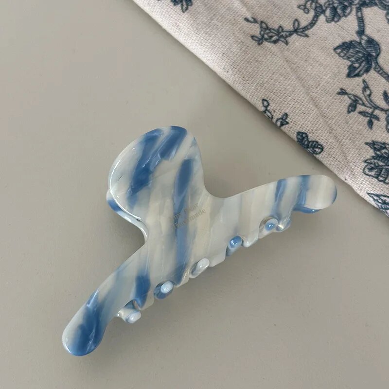 Заколки-крабы RuoShui винтажные яркого цвета из ацетата Голубой, style 3