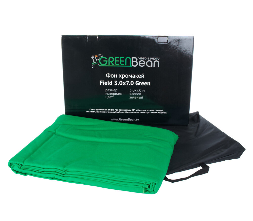 Фон GreenBean Field 3 х 7 м, тканевый, зеленый фотофон для съемки