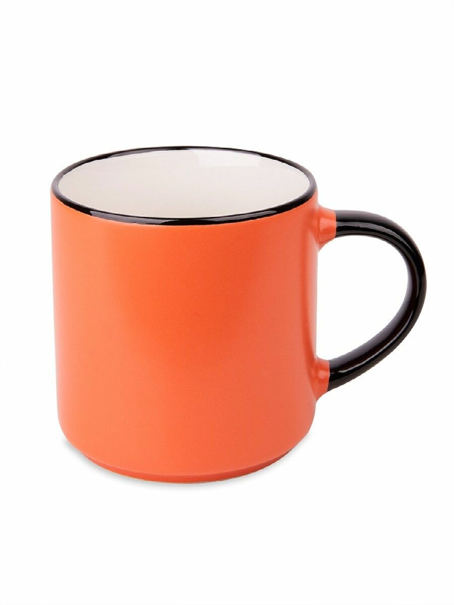 Кружка MARINA, матовая, оранжевый с черным, 450мл, фарфор