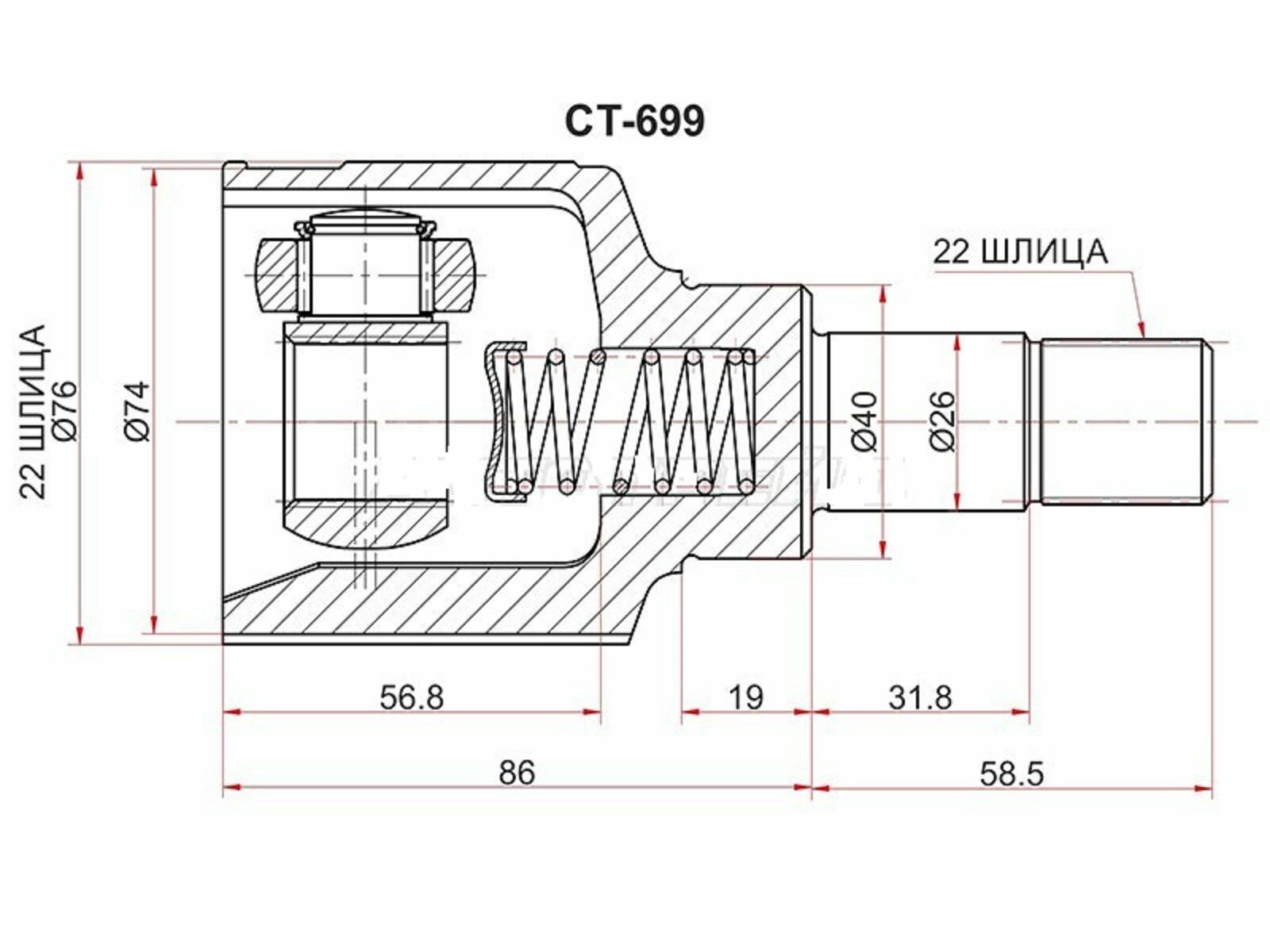 Шрус внутренний LH PEUGEOT PARTNER/CITROEN BERLINGO 96
