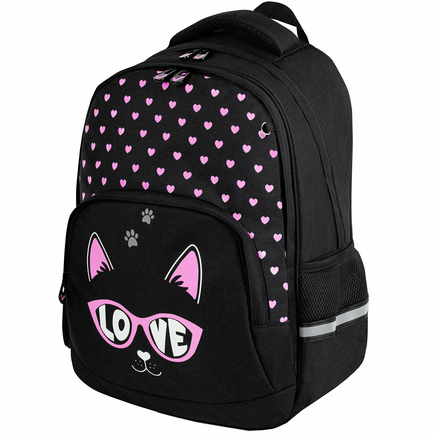 Рюкзак BRAUBERG SOFT, 2 отделения, 3 кармана, "Cool cat", светящийся, 40х31х15 см, 273118