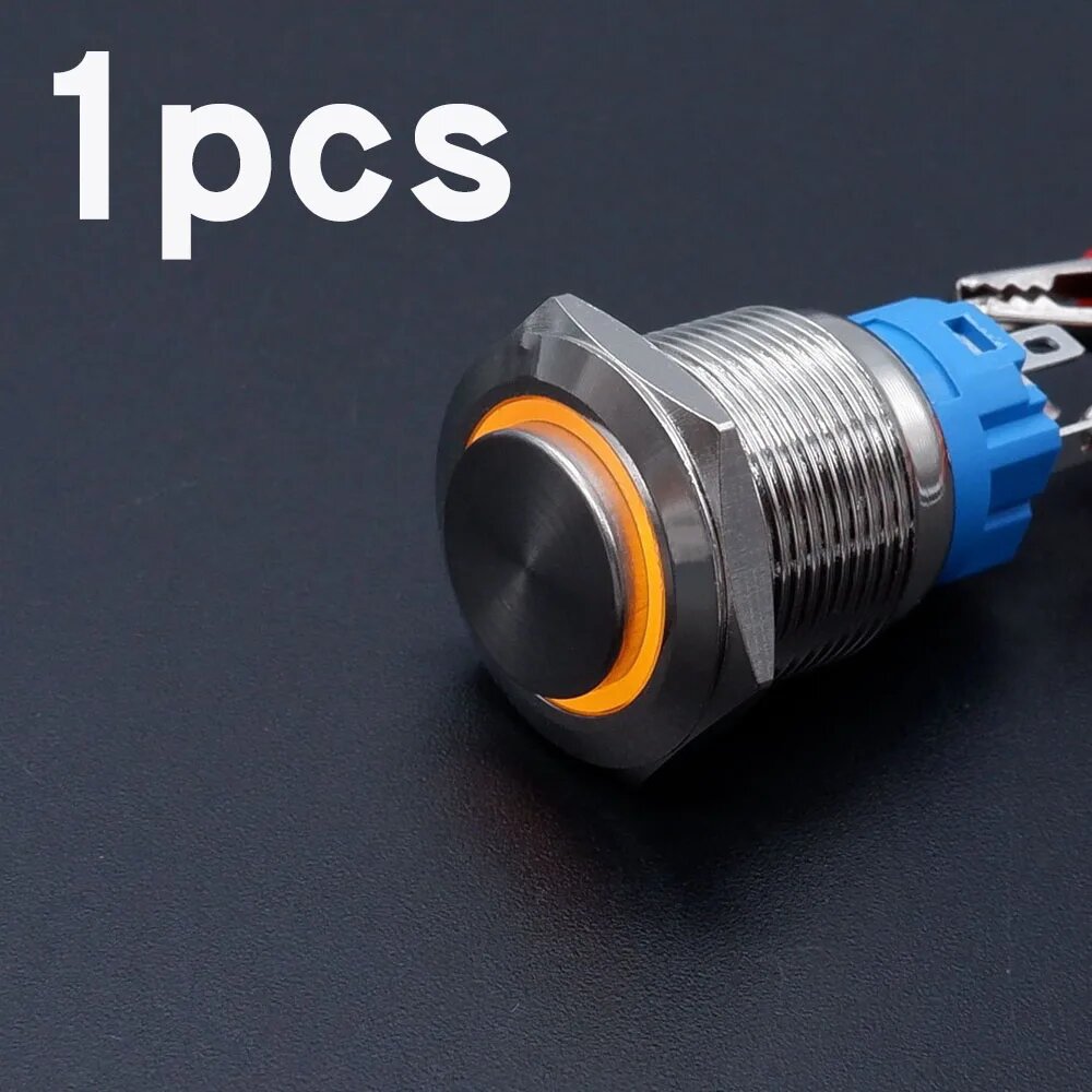 Металлический кнопочный выключатель 16/19/22 мм красный 16mm No wire, Circle Yellow, High head Latching, 110-220v