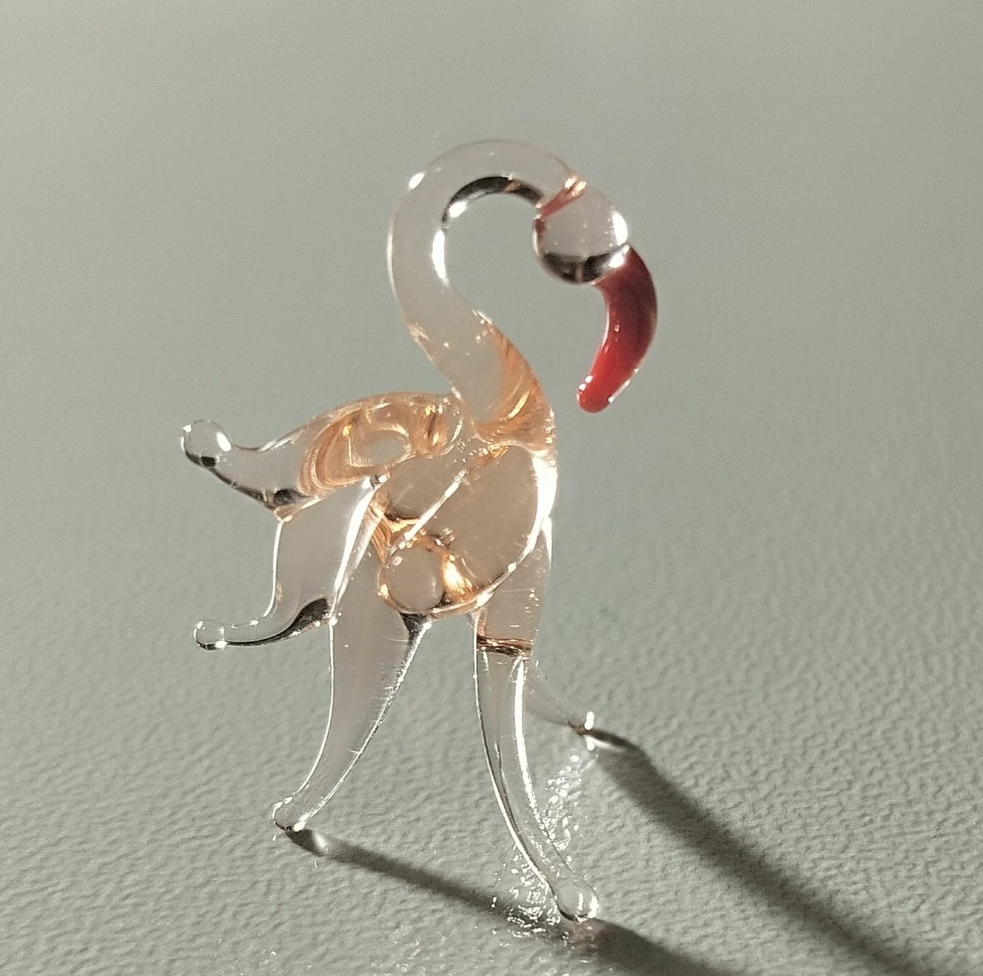 Стеклянная микро фигурка фламинго