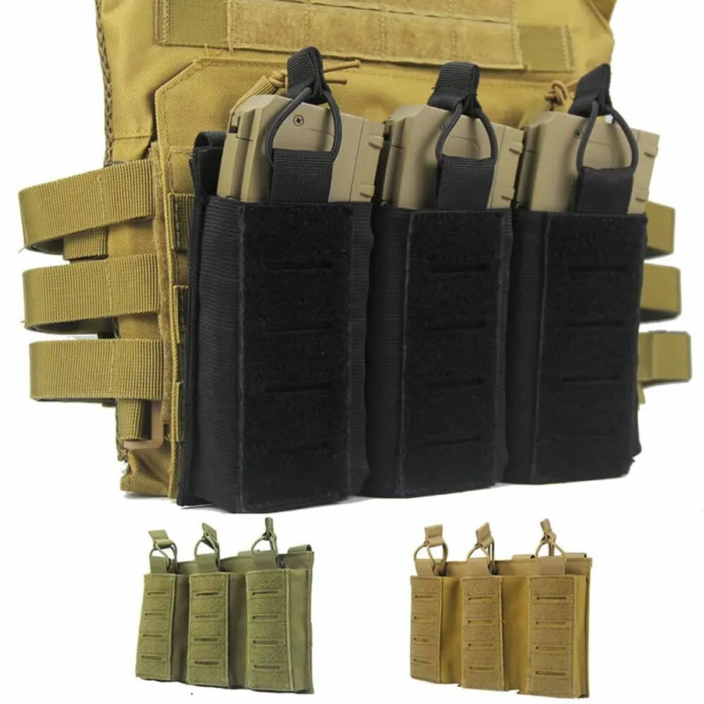 Тактическая сумка для переноски Molle 1000D с тройным карманом и открытым верхом, подходящая для различных моделей дополнительных кронштейнов