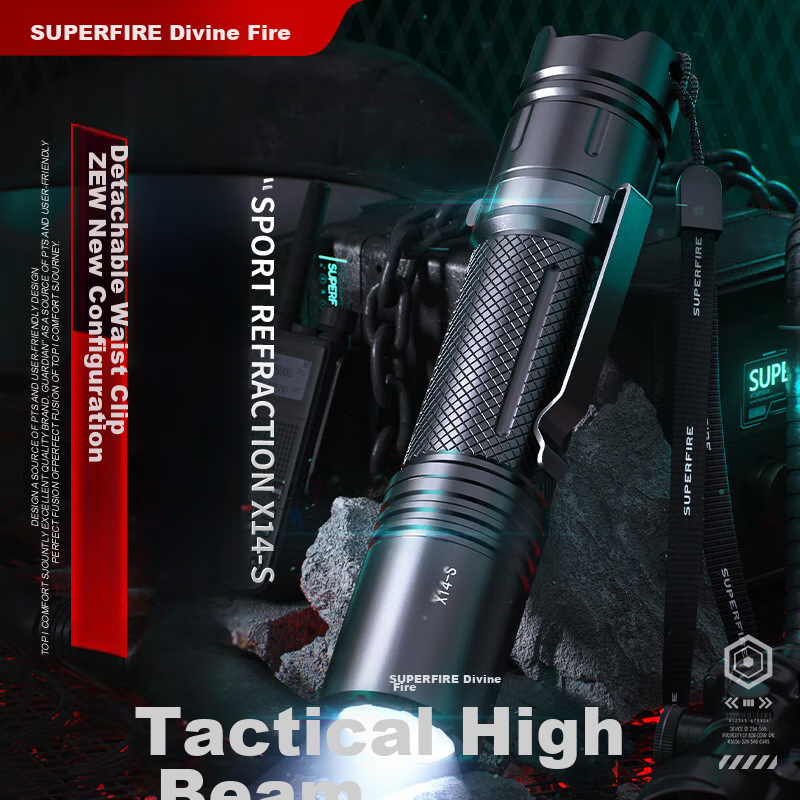 SupFire Flashlight, High Brightness, Long Battery Life, Outdoor Survival, Ultra-Bright, Zoomable, Long-Range, Military-Grade, Outdoor Cycling, Compact, Home-Use Light