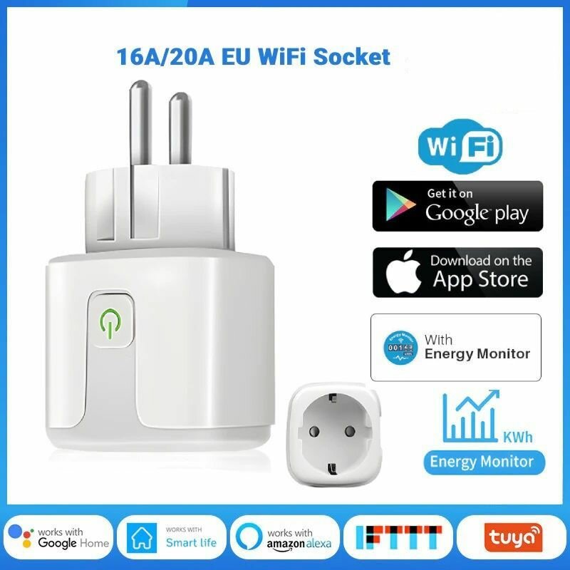 Умная смарт-розетка Wi-Fi 16А/20А