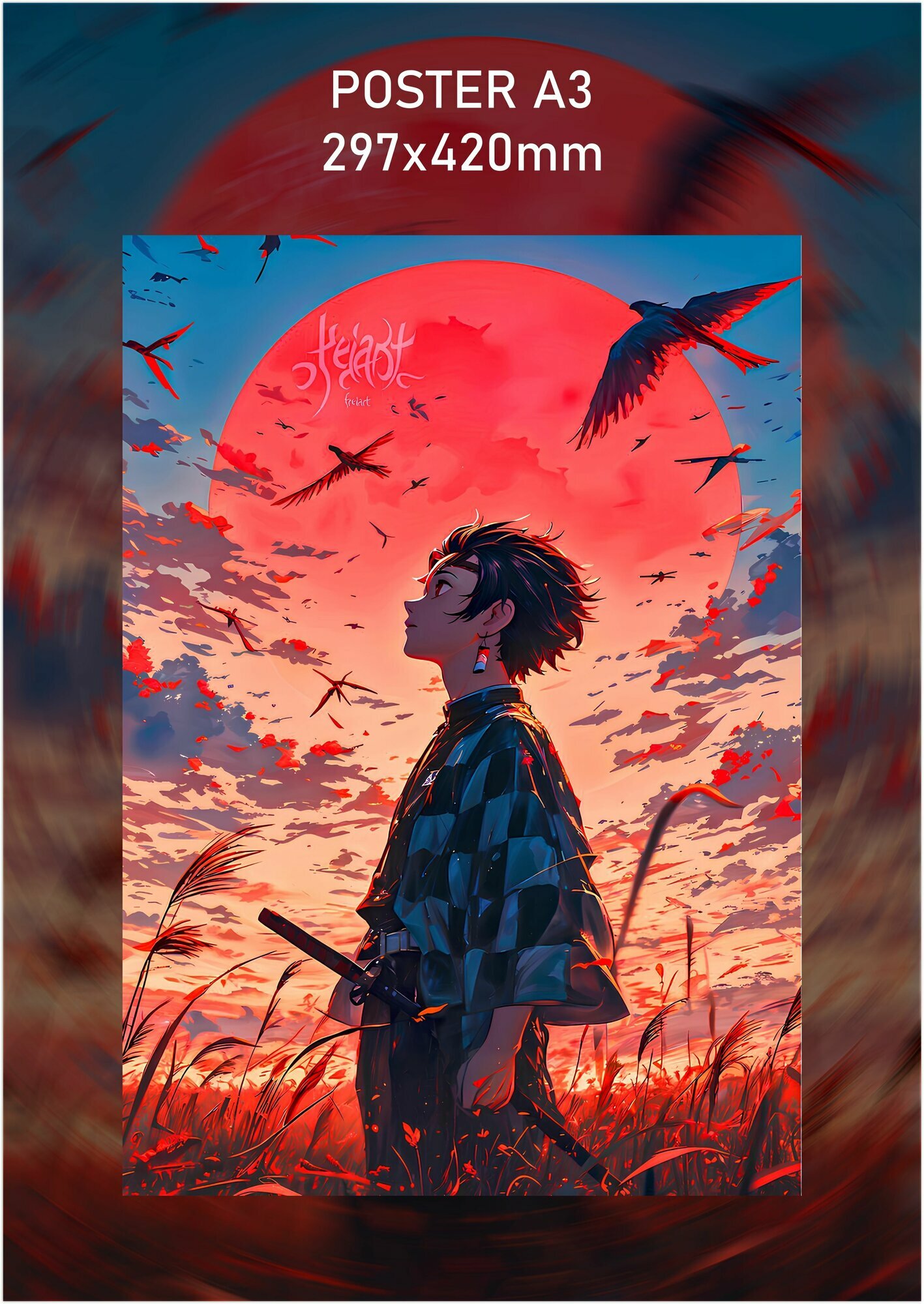 Постер "Клинок, рассекающий демонов", Аниме картинка, A3