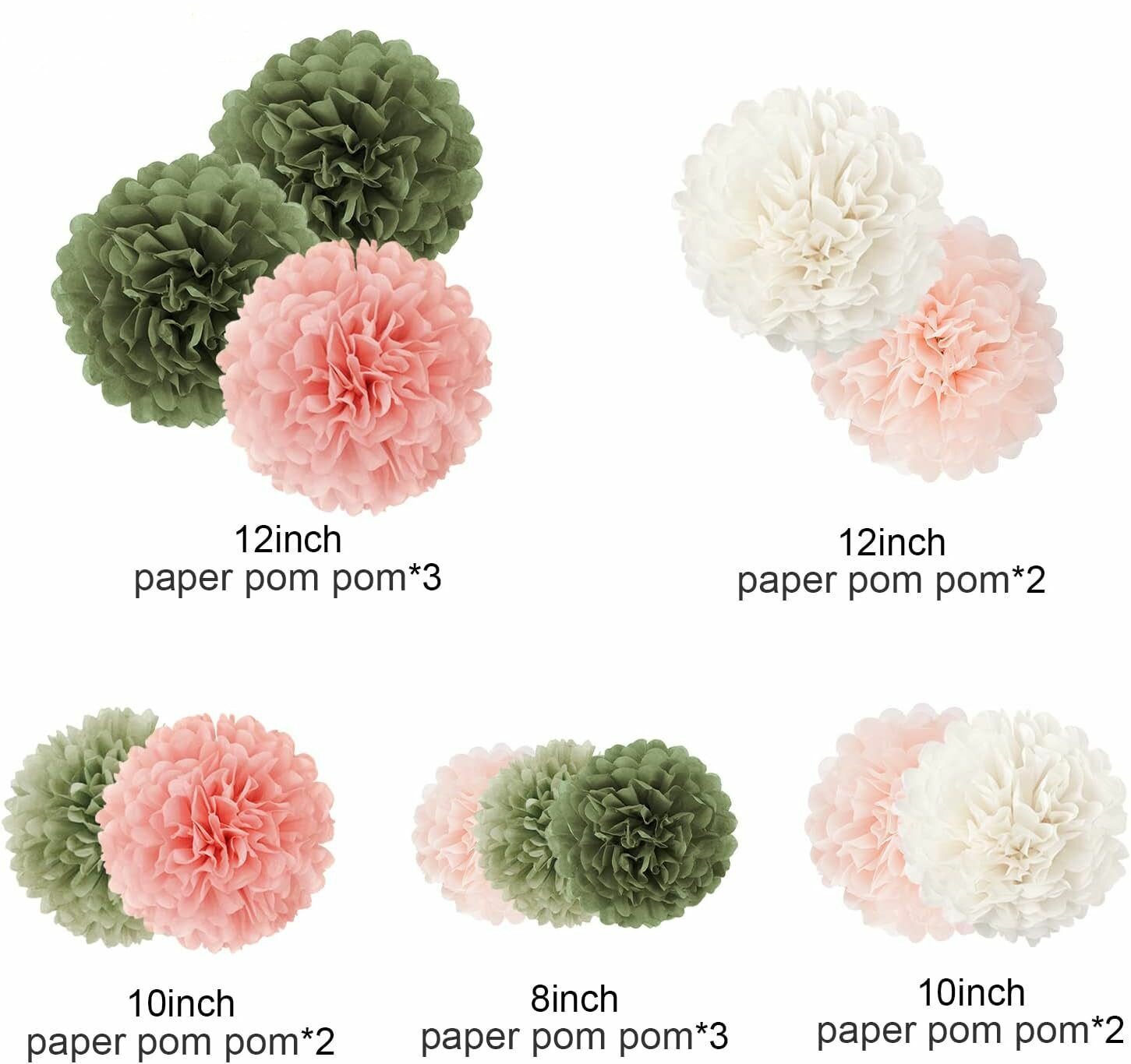 Набор бумажных помпонов для украшения праздника, декора фотосессий и оформления интерьера