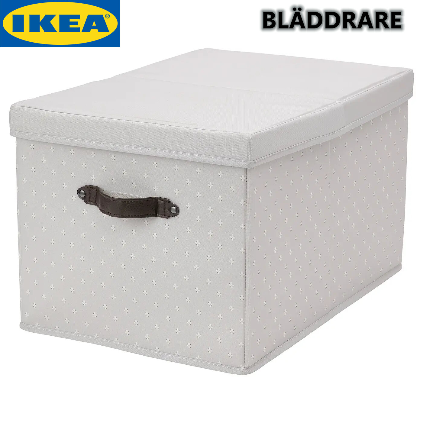 BLADDRARE Коробка с крышкой IKEA/икеа, серый/с рисунком 35x50x30 см (50474402)