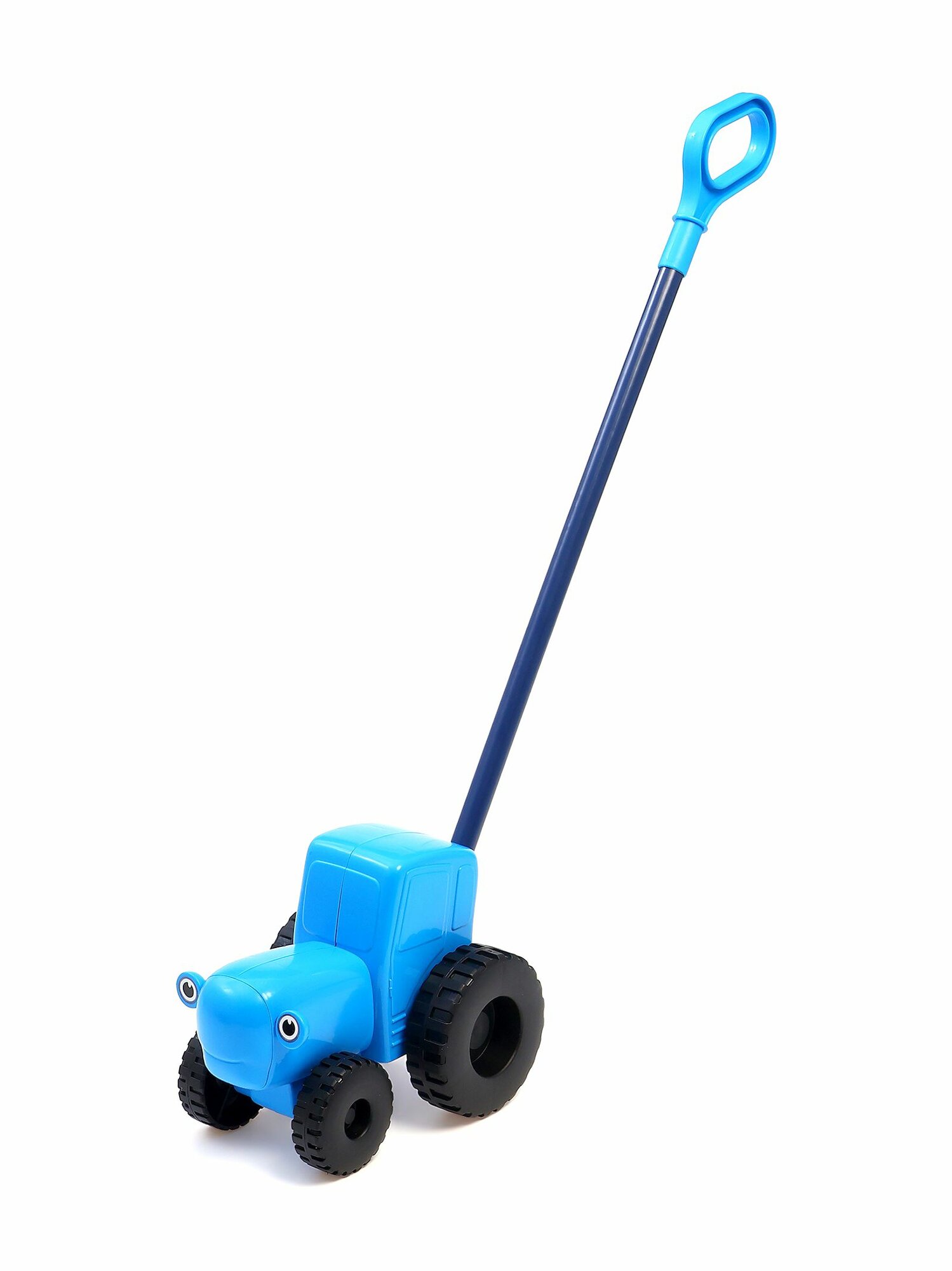 Каталка "Синий трактор" для малышей с ручкой, детская развивающая игрушка на палочке для дома и улицы, цвет синий